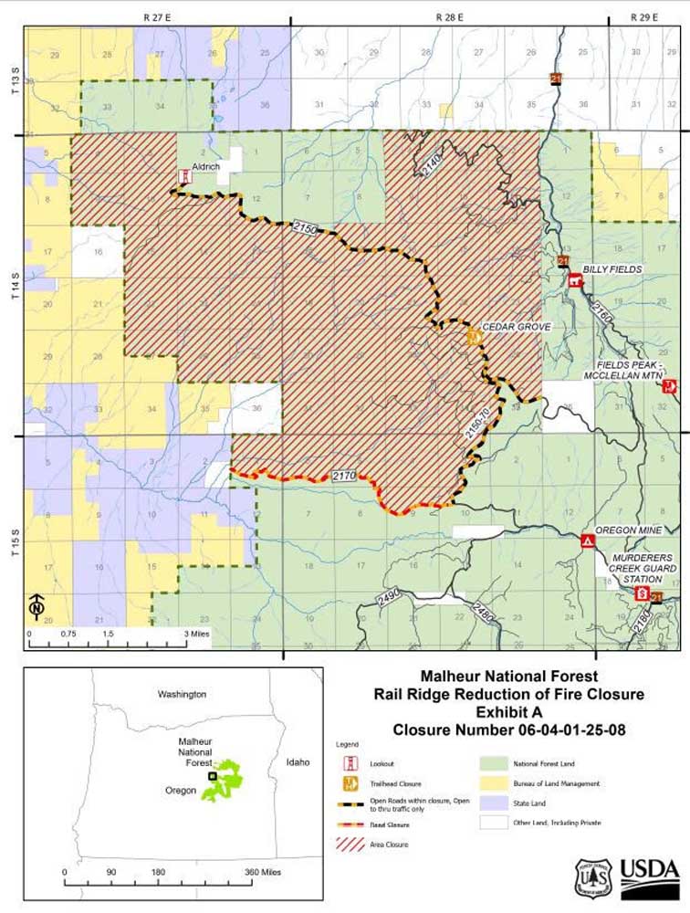 Malheur reduces Rail Ridge Fire closure area | Blue Mountain Eagle
